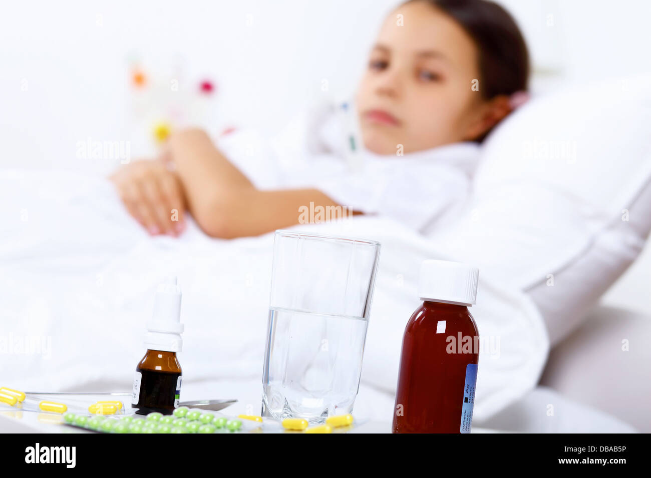 Girl with cold at home Stock Photo - Alamy