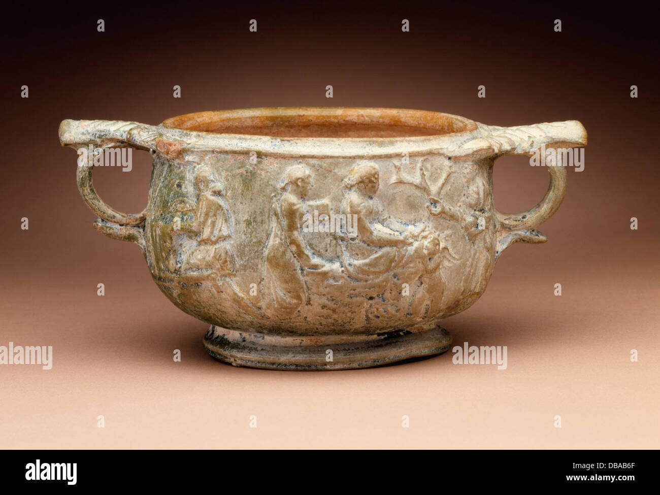 This ancient Greek relief depicts Pasiphae, Daedalus, and the heifer ...