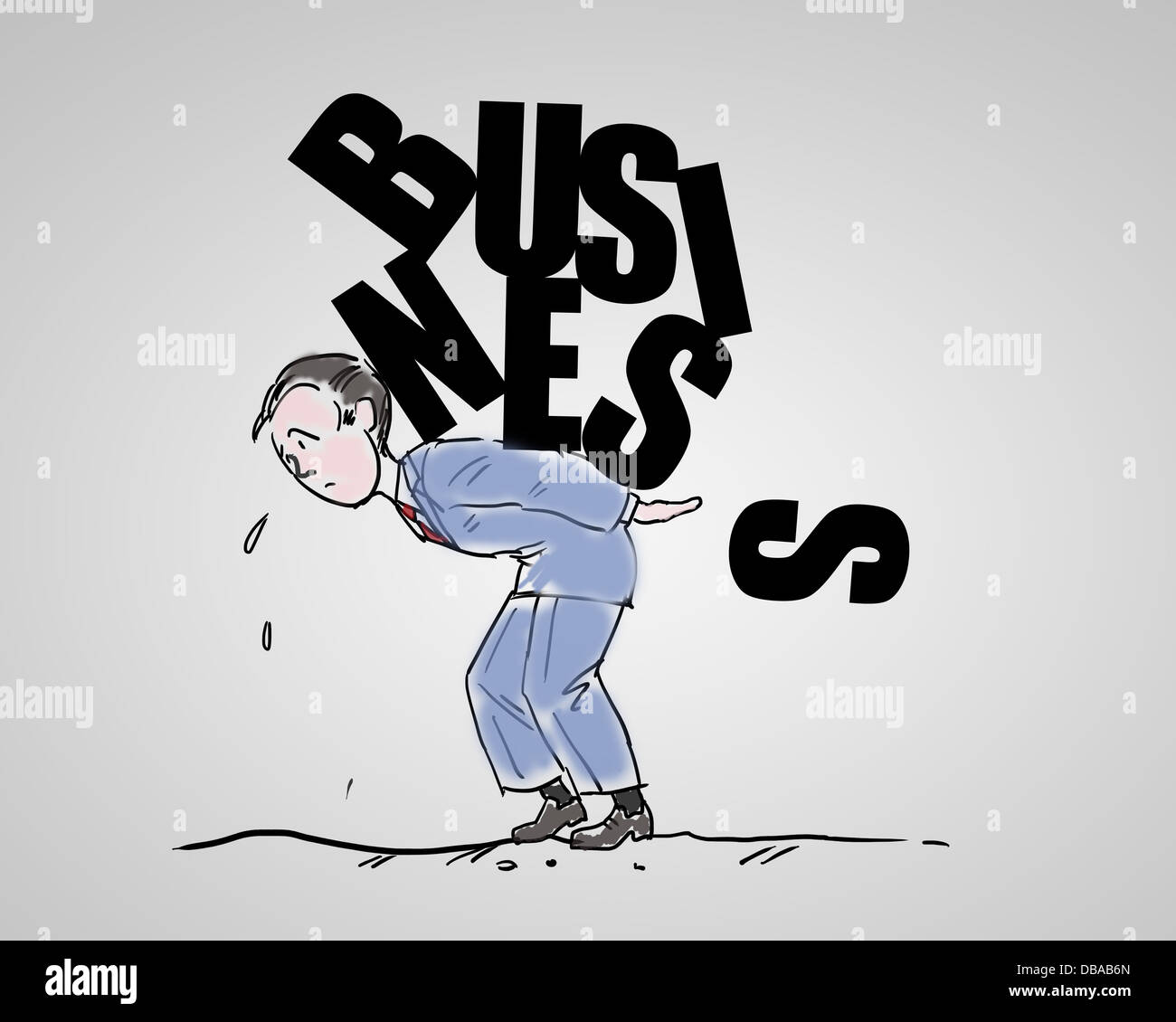 Drawing of businessman with letters Stock Photo - Alamy