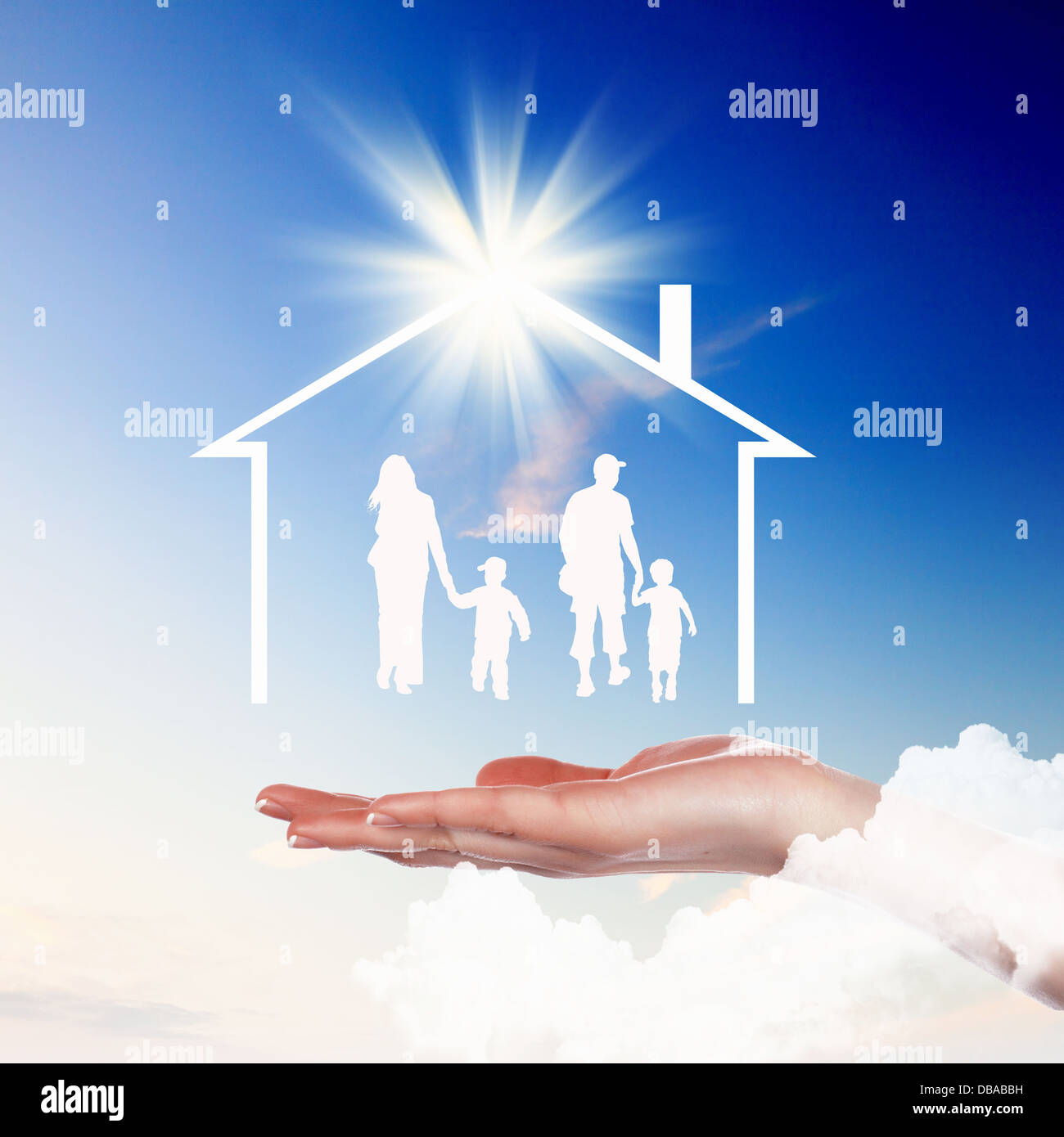 Family and house Stock Photo - Alamy