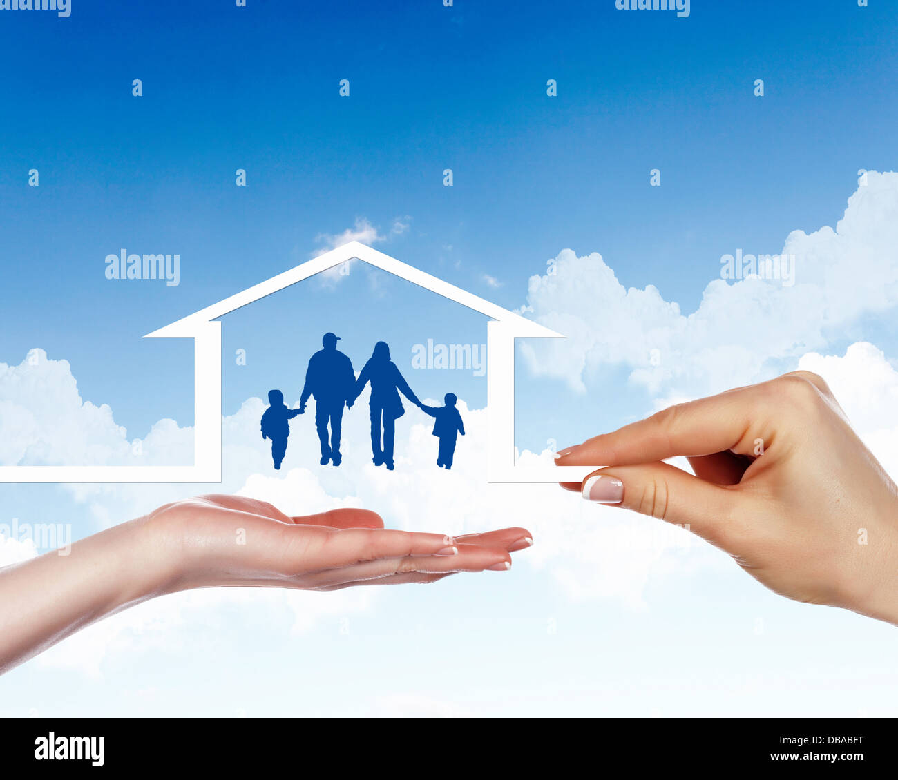 Family and house Stock Photo - Alamy
