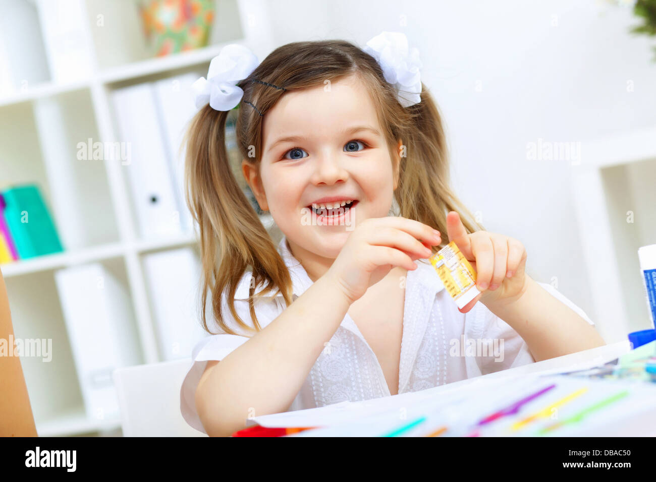 Little girl studying Stock Photo - Alamy