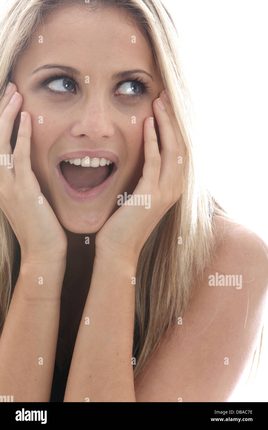 Model Released. Surprised Excited Happy Young Woman Stock Photo - Alamy