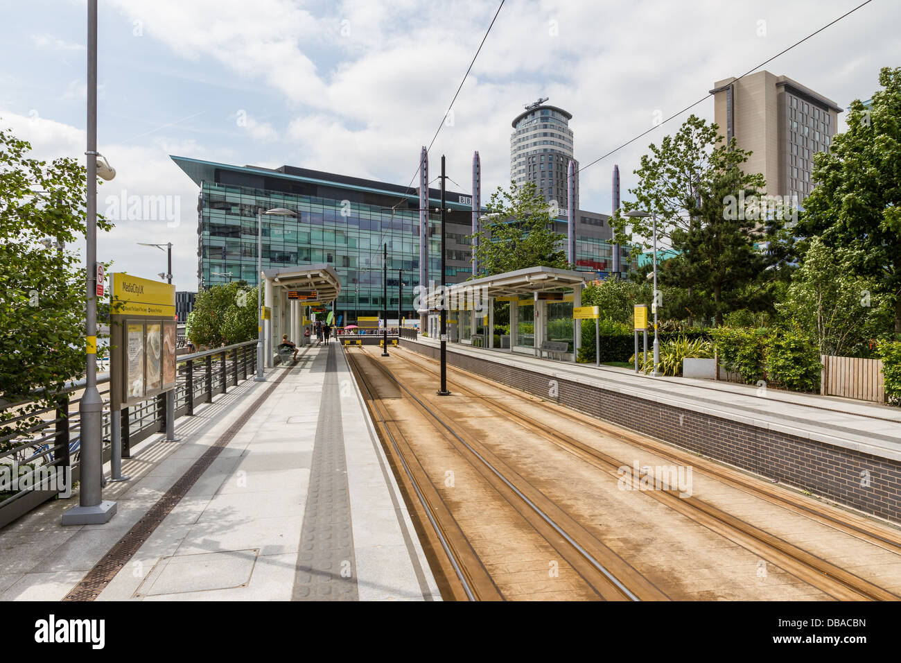 Manchester Metrolink Station at MediaCity Salford Quays Stock Photo - Alamy