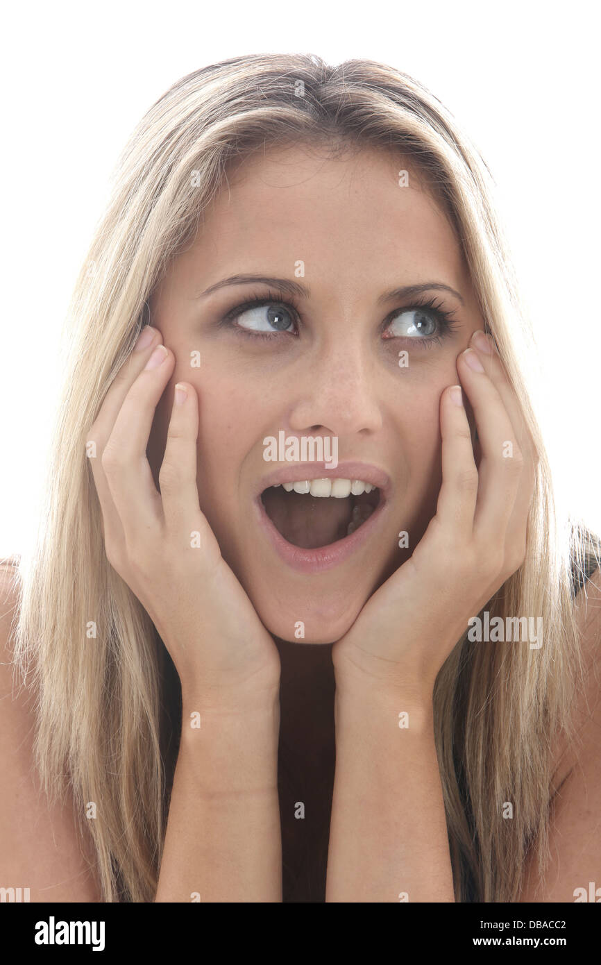 Model Released. Surprised Happy Young Woman Stock Photo - Alamy