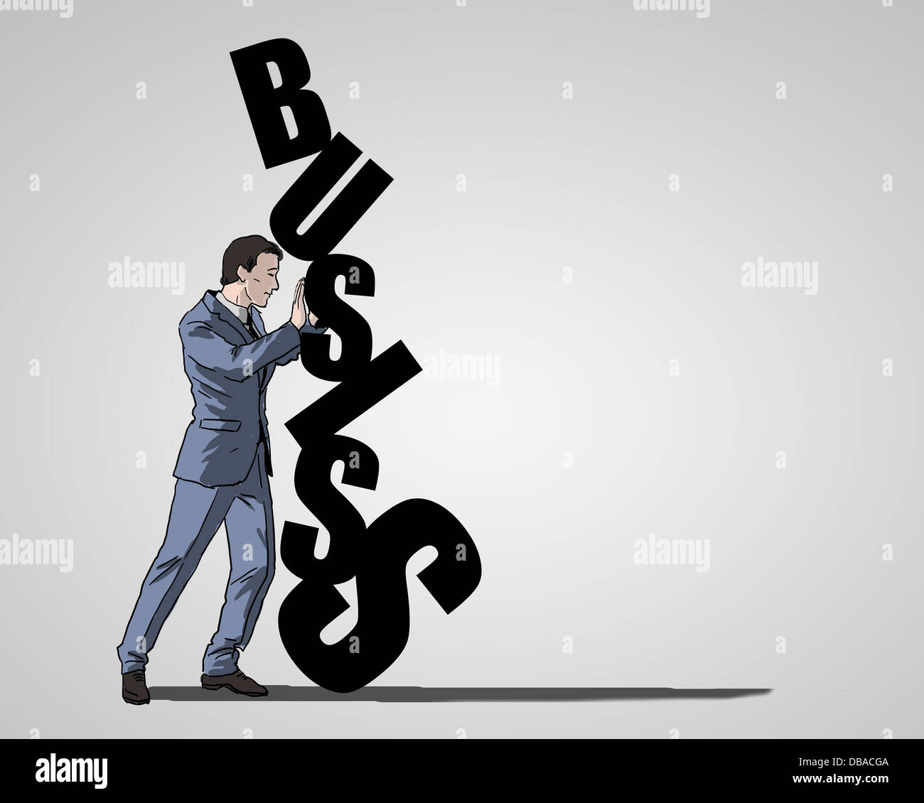 Drawing of businessman with letters Stock Photo - Alamy