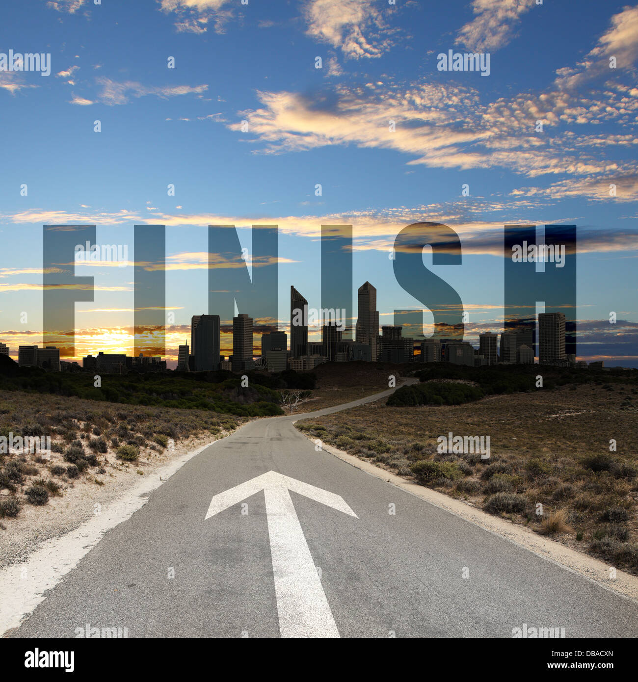 Road leading to finish Stock Photo - Alamy