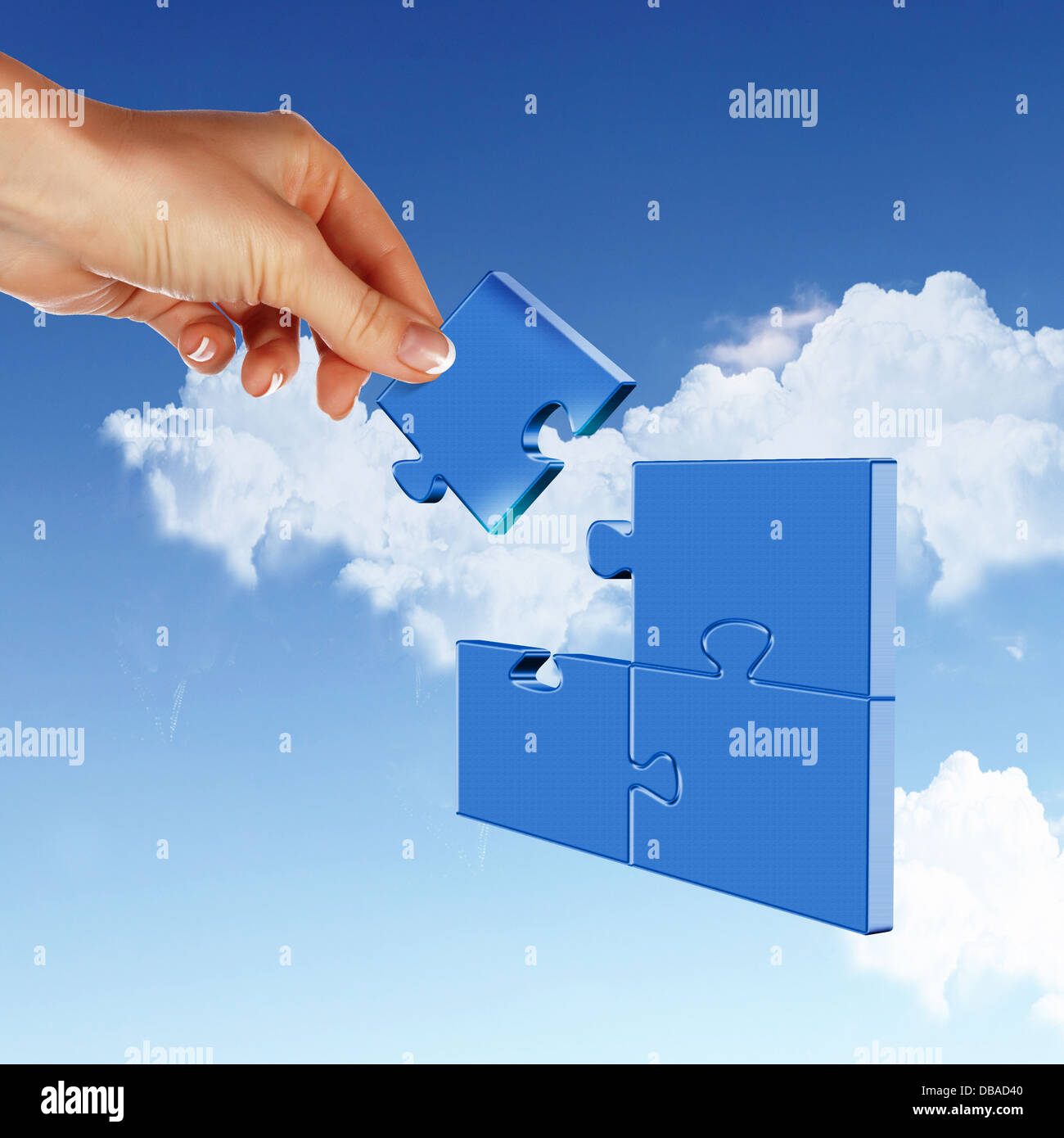 Puzzle pieces and human hand Stock Photo - Alamy