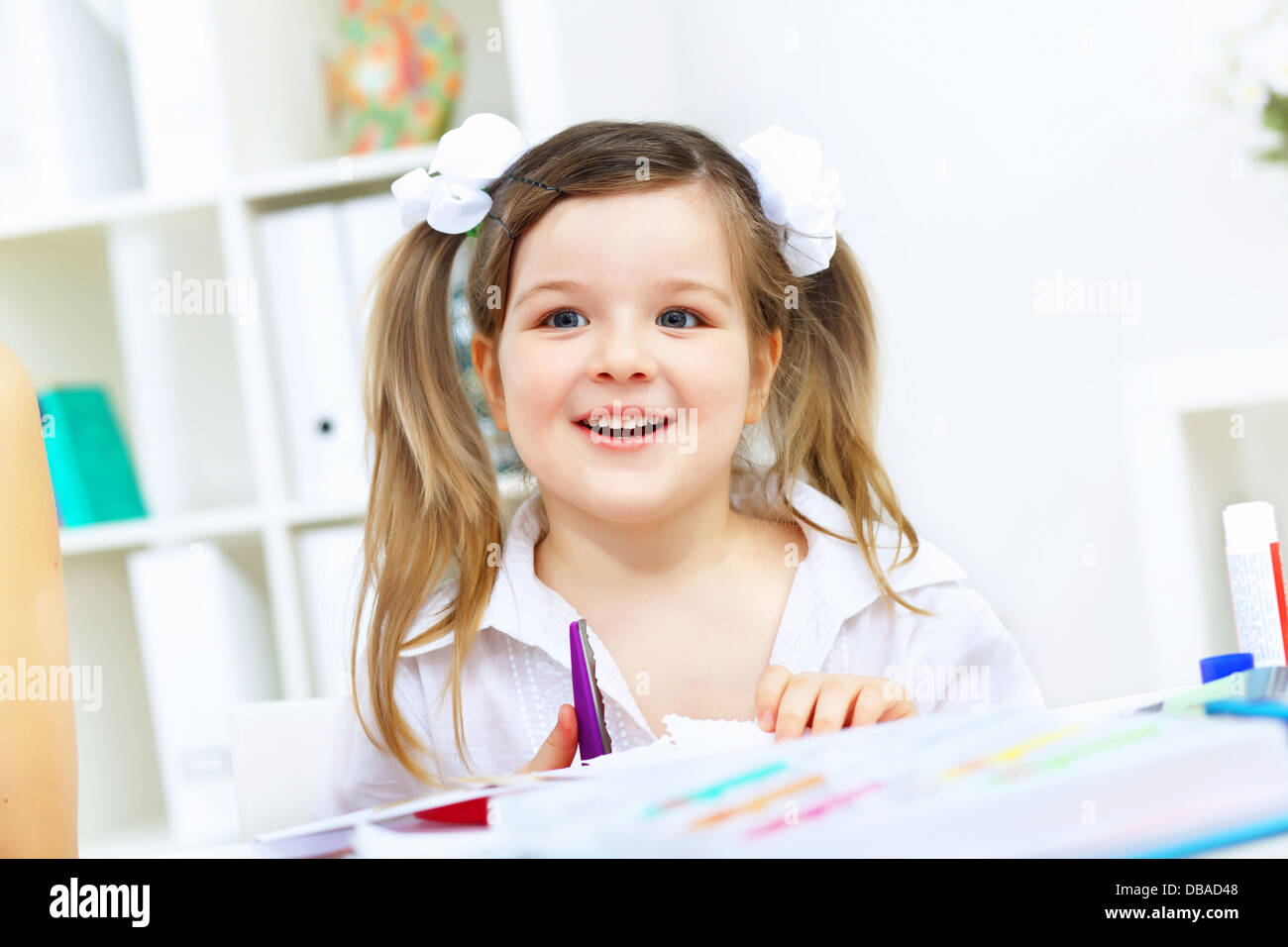 Little girl studying Stock Photo - Alamy