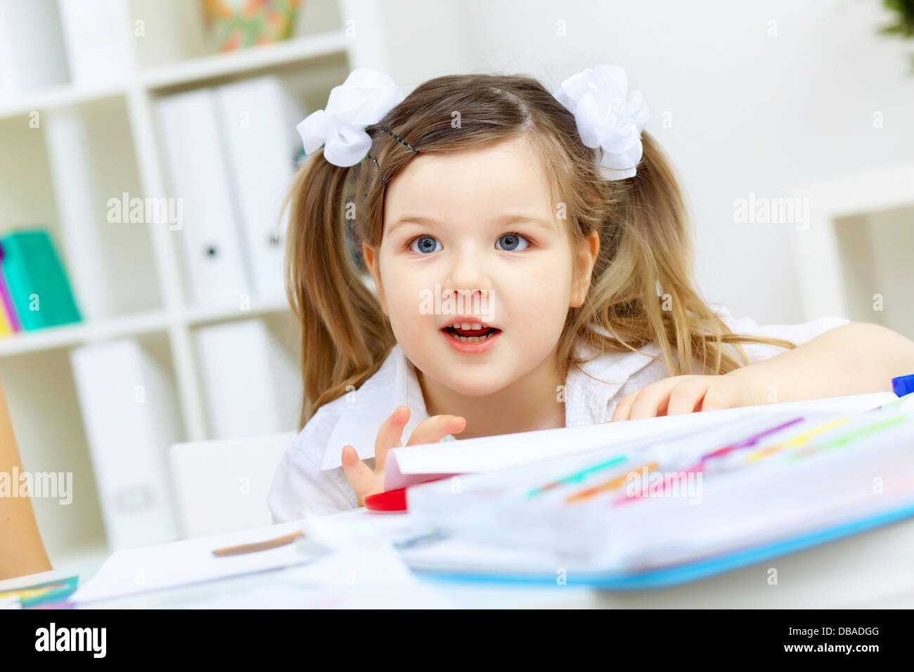 Little girl studying Stock Photo - Alamy