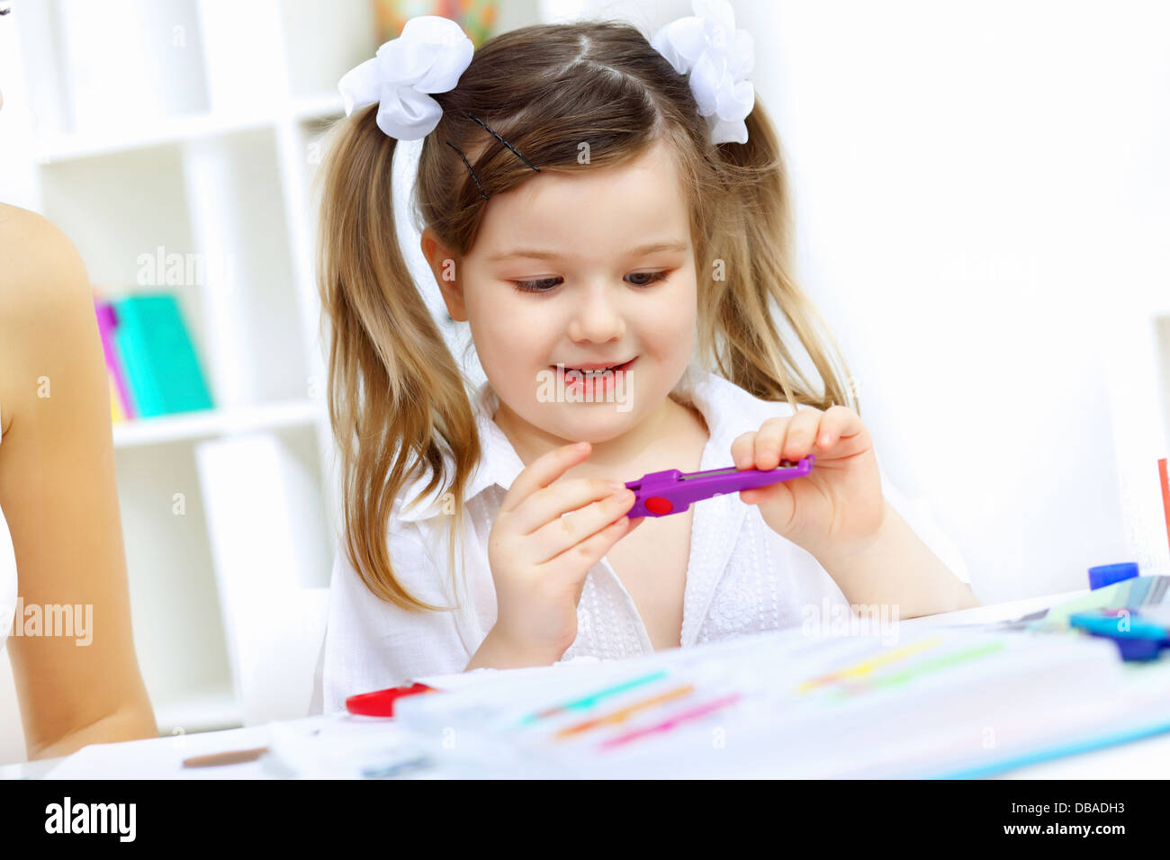 Little girl studying Stock Photo - Alamy
