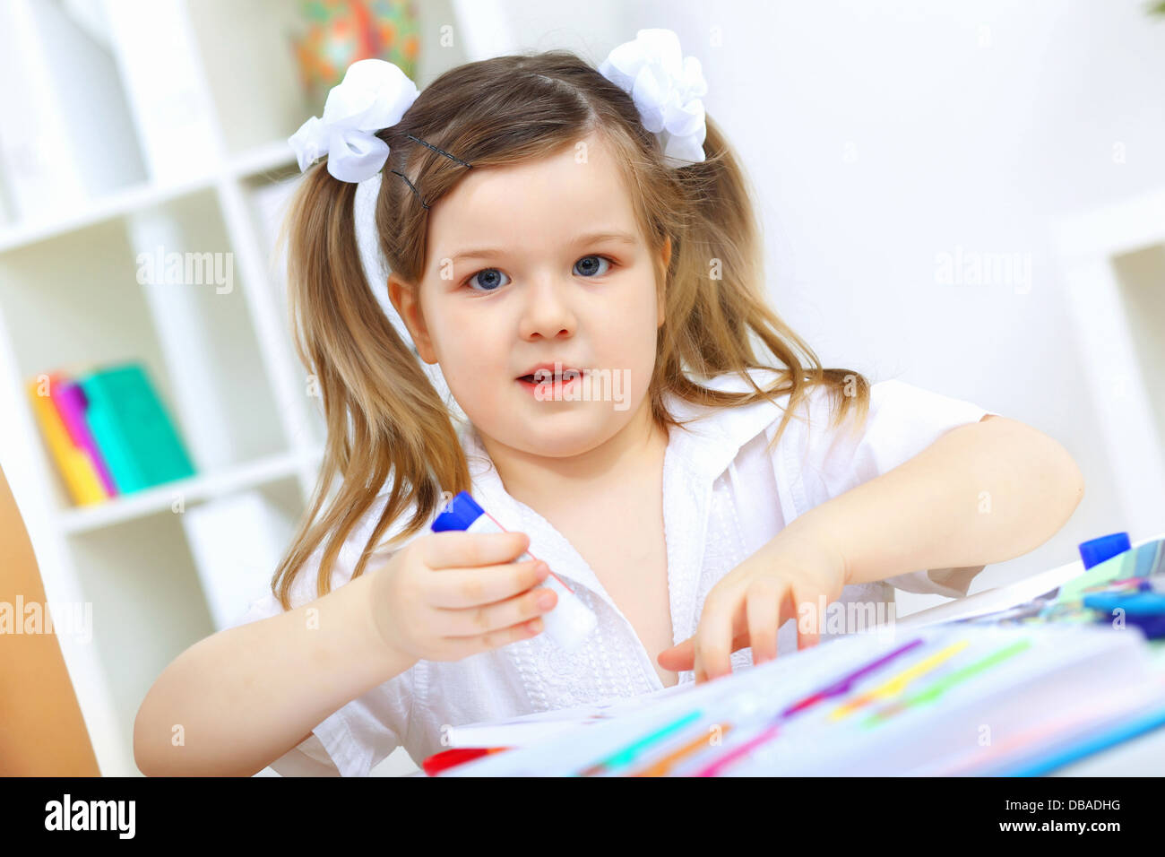 Little girl studying Stock Photo - Alamy