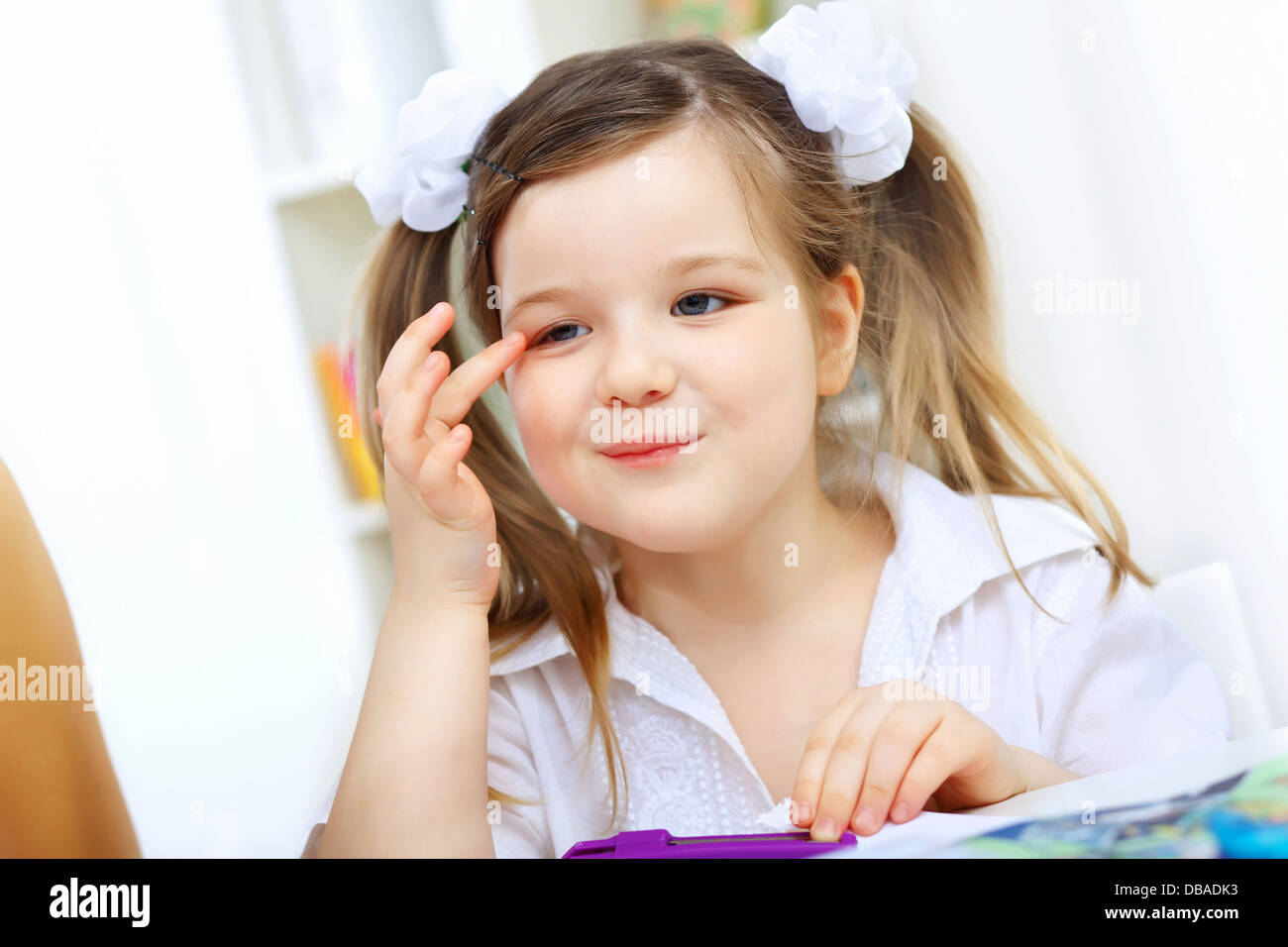 Little girl studying Stock Photo - Alamy
