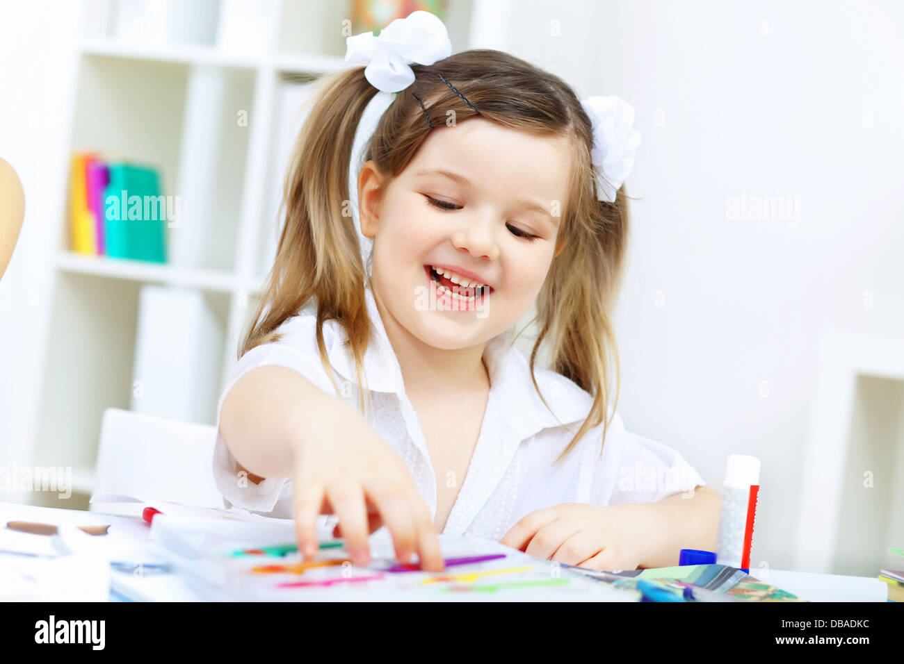 Little girl studying Stock Photo - Alamy