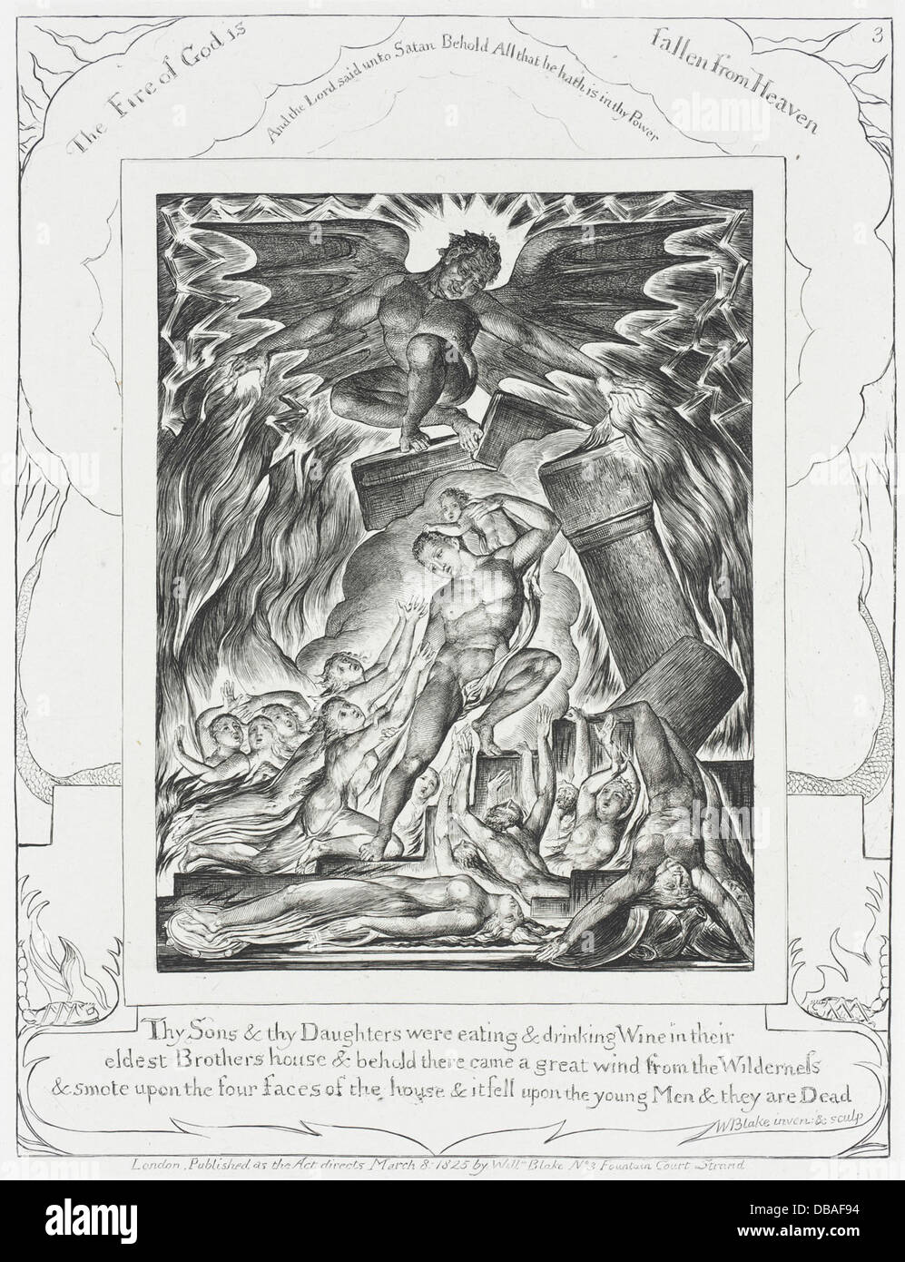 This dramatic painting represents the biblical story of Job, showing ...