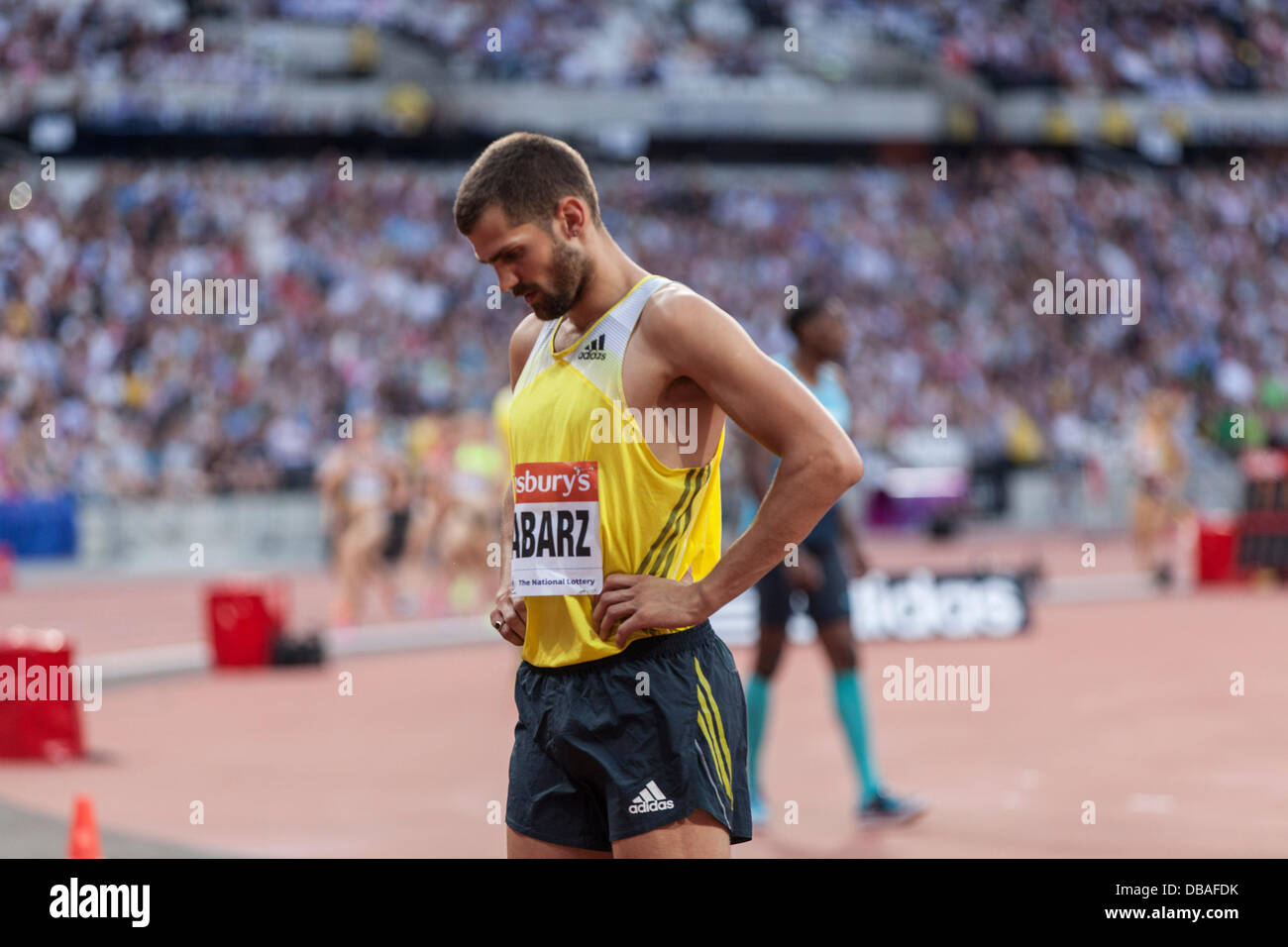 London, UK. 26th July, Robbie Grabarz gets ready for the high jump ...
