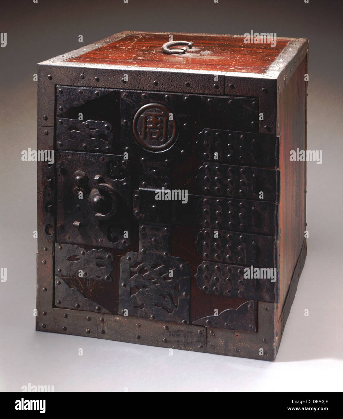 This sea chest features intricate craftsmanship, showcasing inlaid wood ...