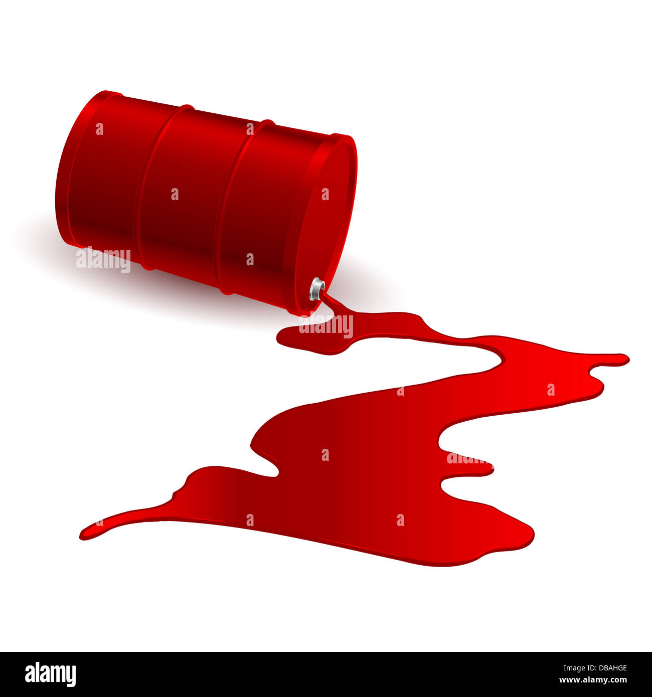 Barrel with spilled red liquid. Illustration on white Stock Photo - Alamy