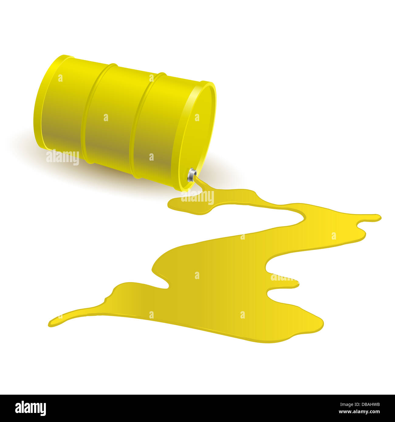 Barrel with spilled yellow liquid. Illustration on white Stock Photo ...