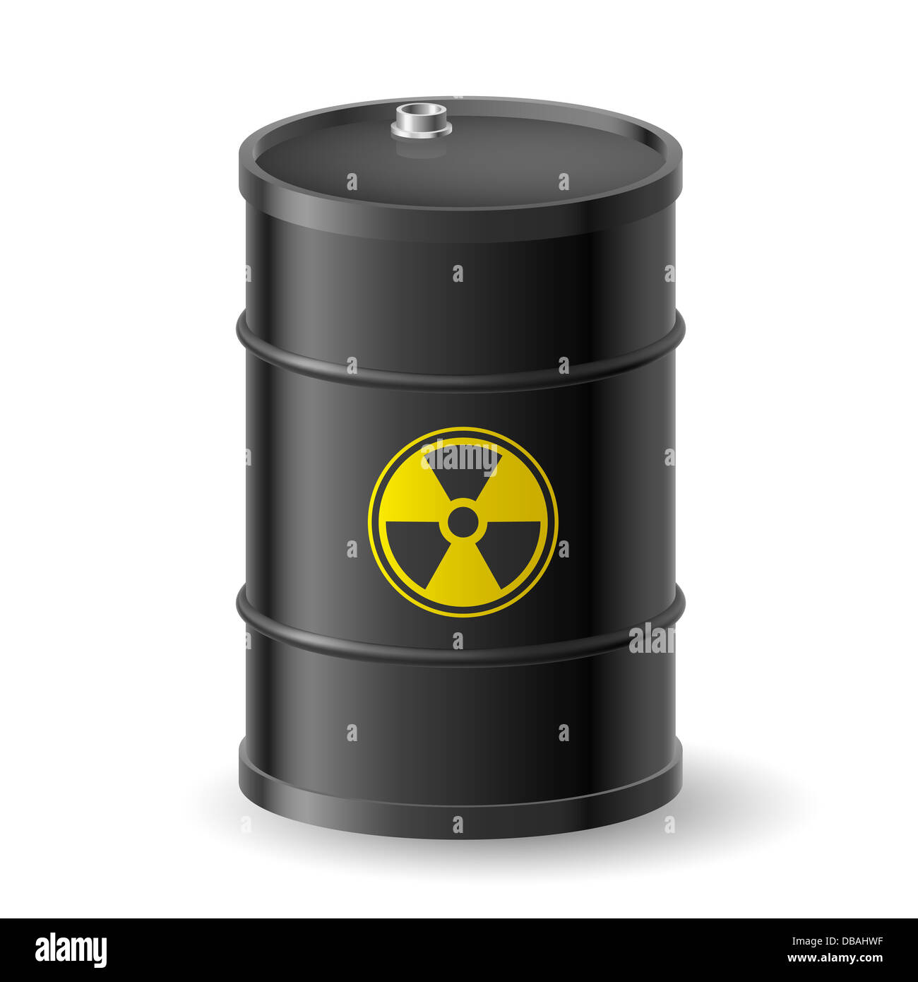 Black Barrel with a Radioactive Warning label Stock Photo - Alamy