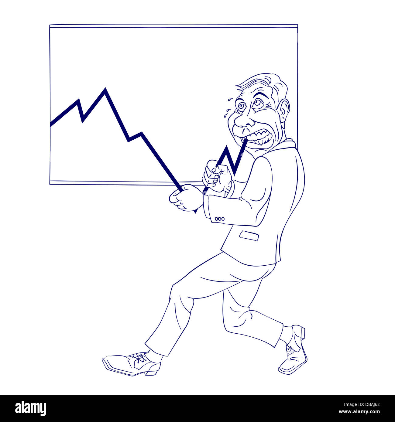 Illustration of a Businessman pushing the Graph Up on white Stock Photo ...