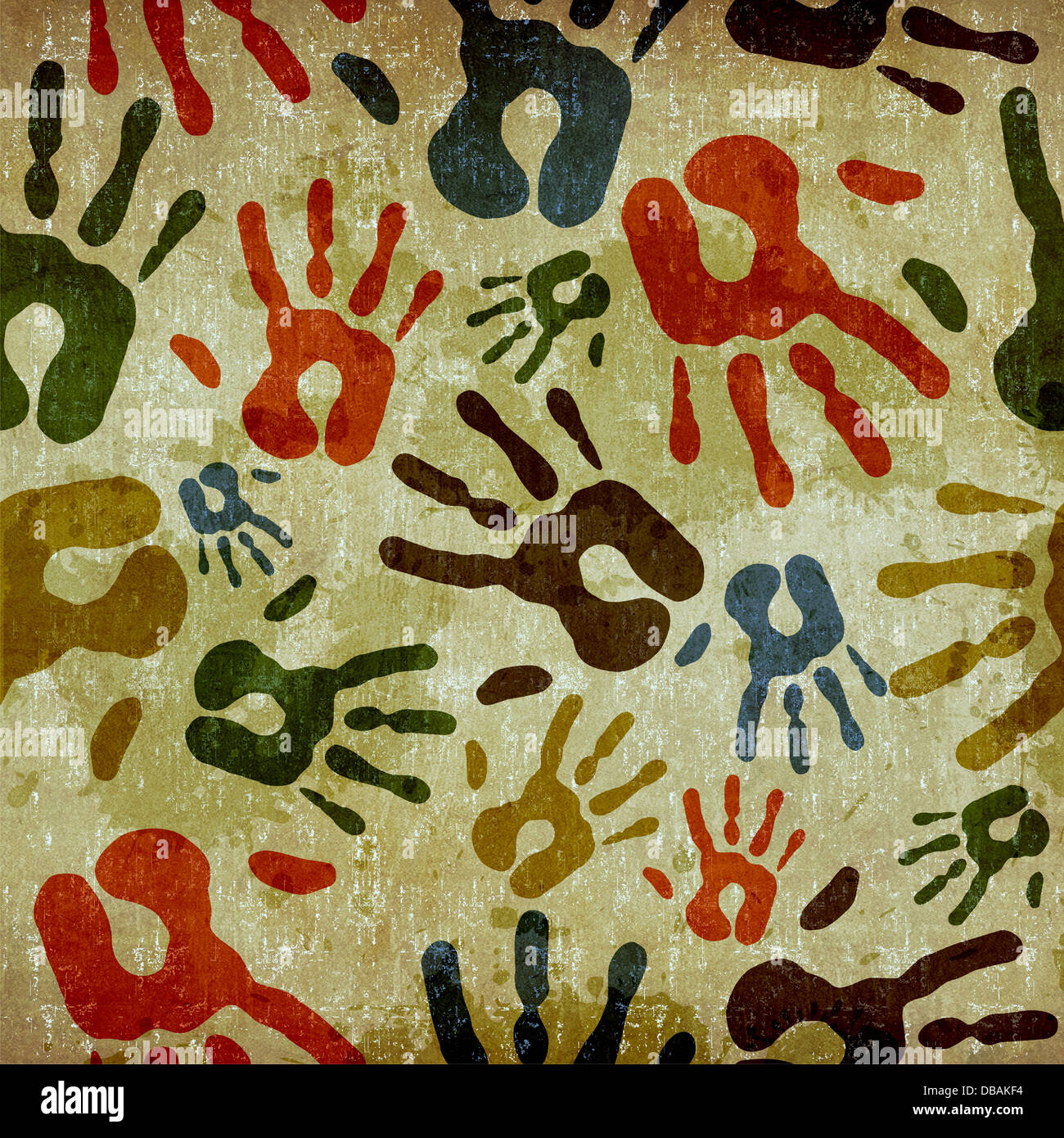 Vintage hand prints pattern Stock Photo - Alamy