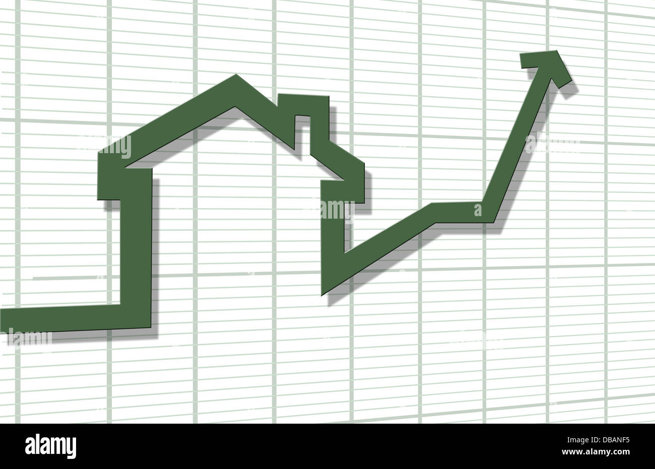 3d render of rising arrow, shaped like a house Stock Photo - Alamy