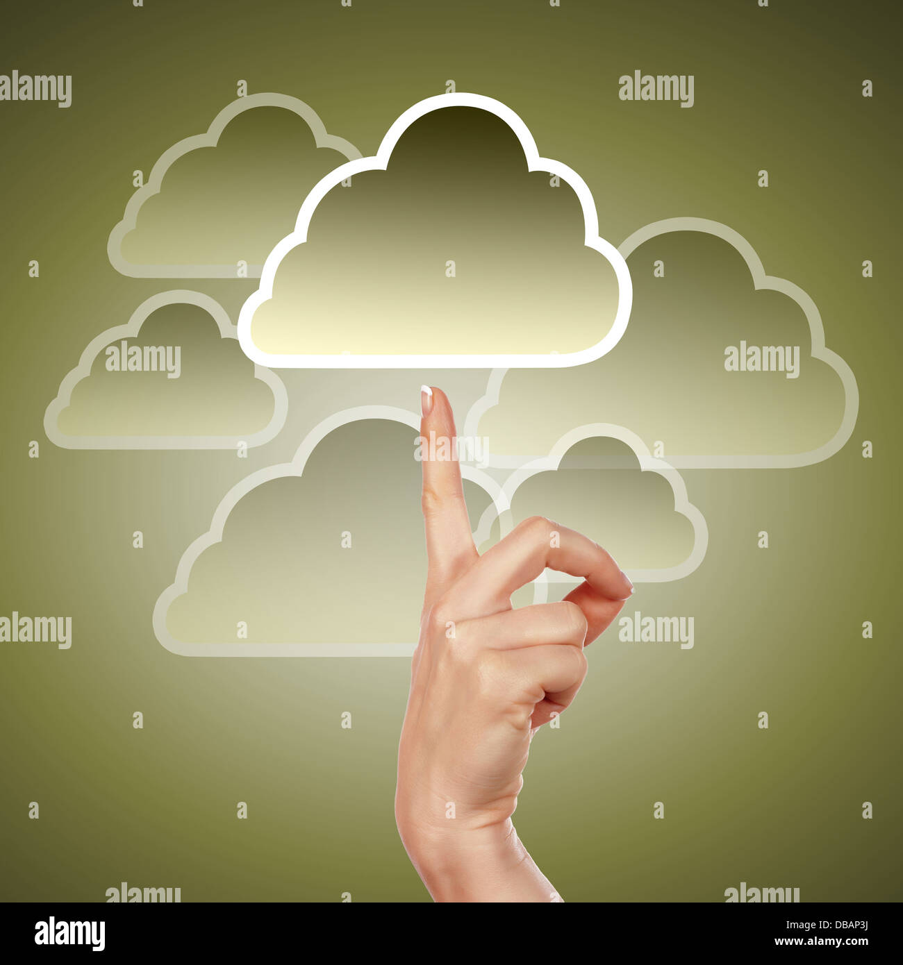 Hand with cloud computing symbol Stock Photo - Alamy