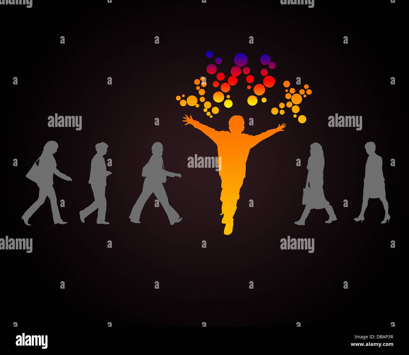 Human figure and fireworks Stock Photo - Alamy