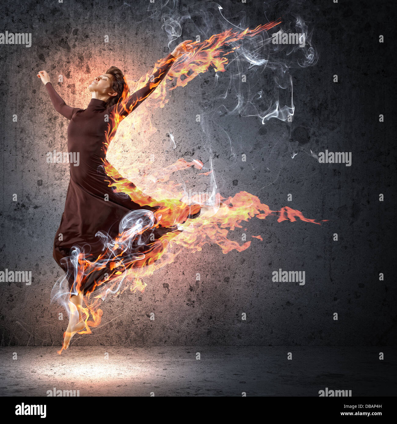 Girl in color dress dancing.Collage Stock Photo - Alamy