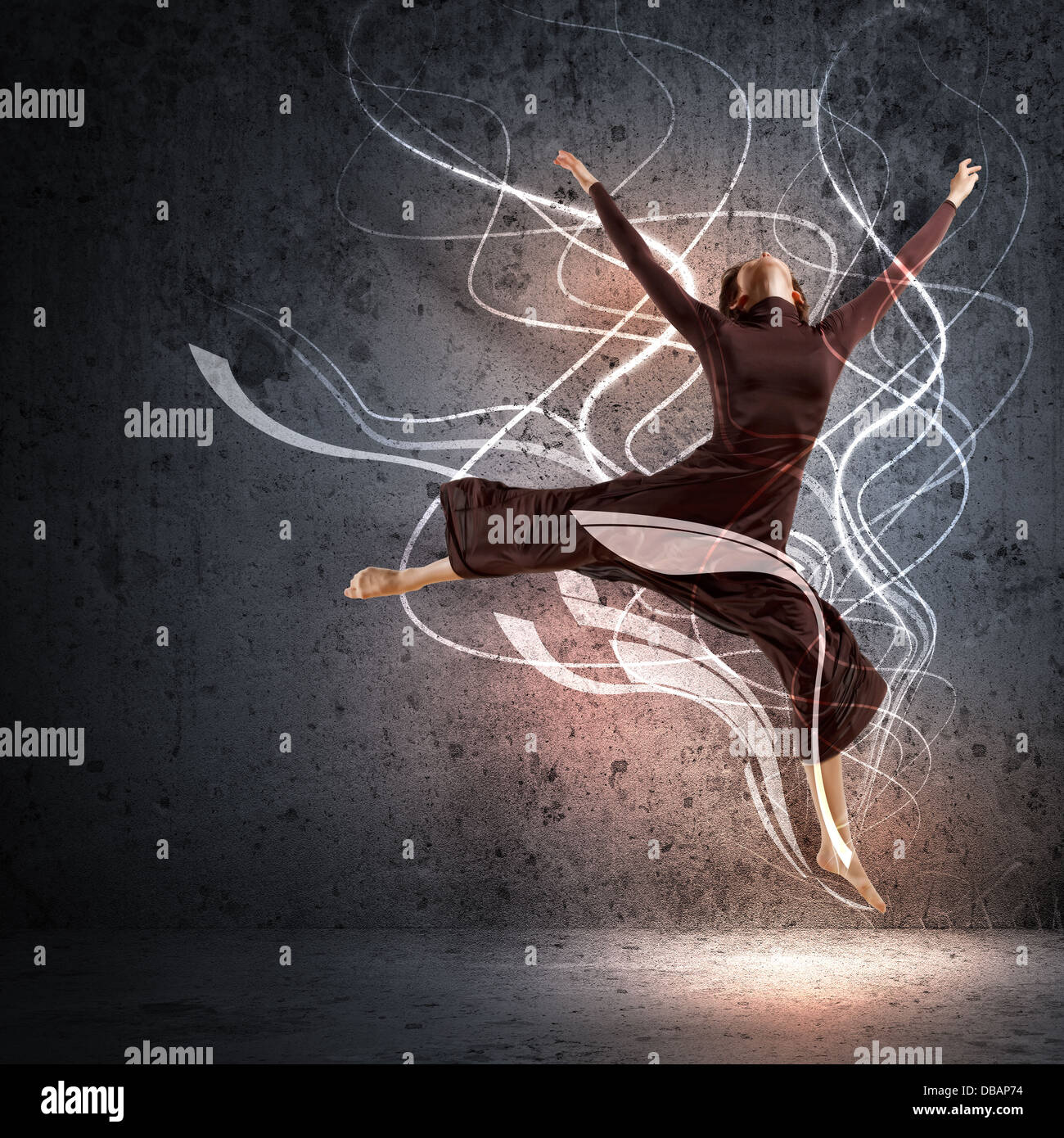 Girl in color dress dancing.Collage Stock Photo - Alamy