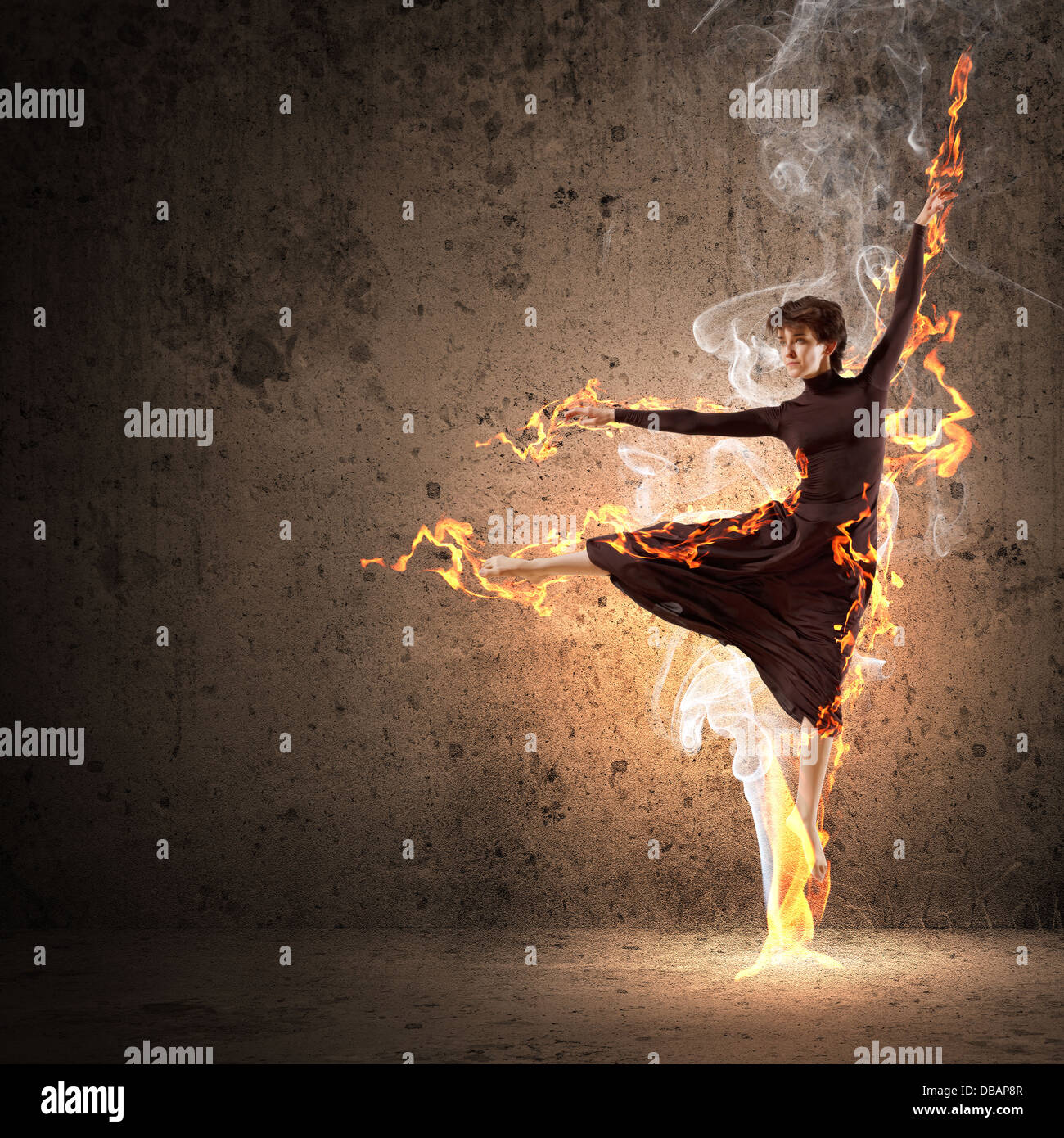 Girl in color dress dancing.Collage Stock Photo - Alamy