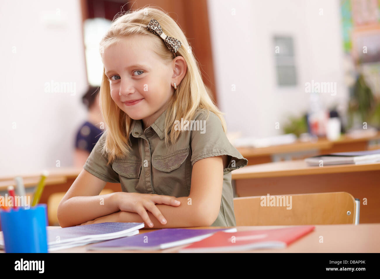 Little girl at school class Stock Photo - Alamy