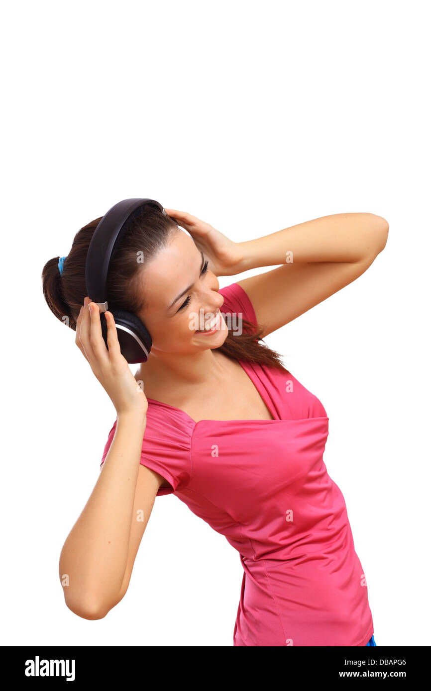 Happy smiling girl dancing Stock Photo - Alamy