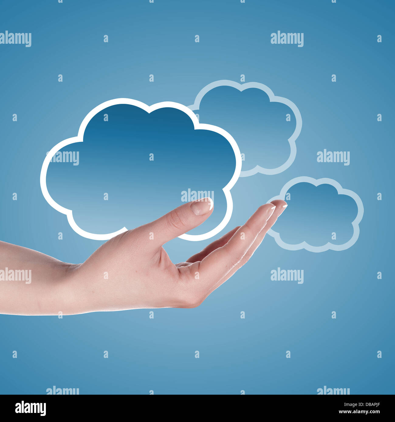 Hand with cloud computing symbol Stock Photo - Alamy