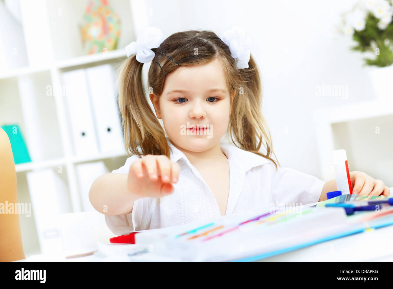 Little girl studying Stock Photo - Alamy