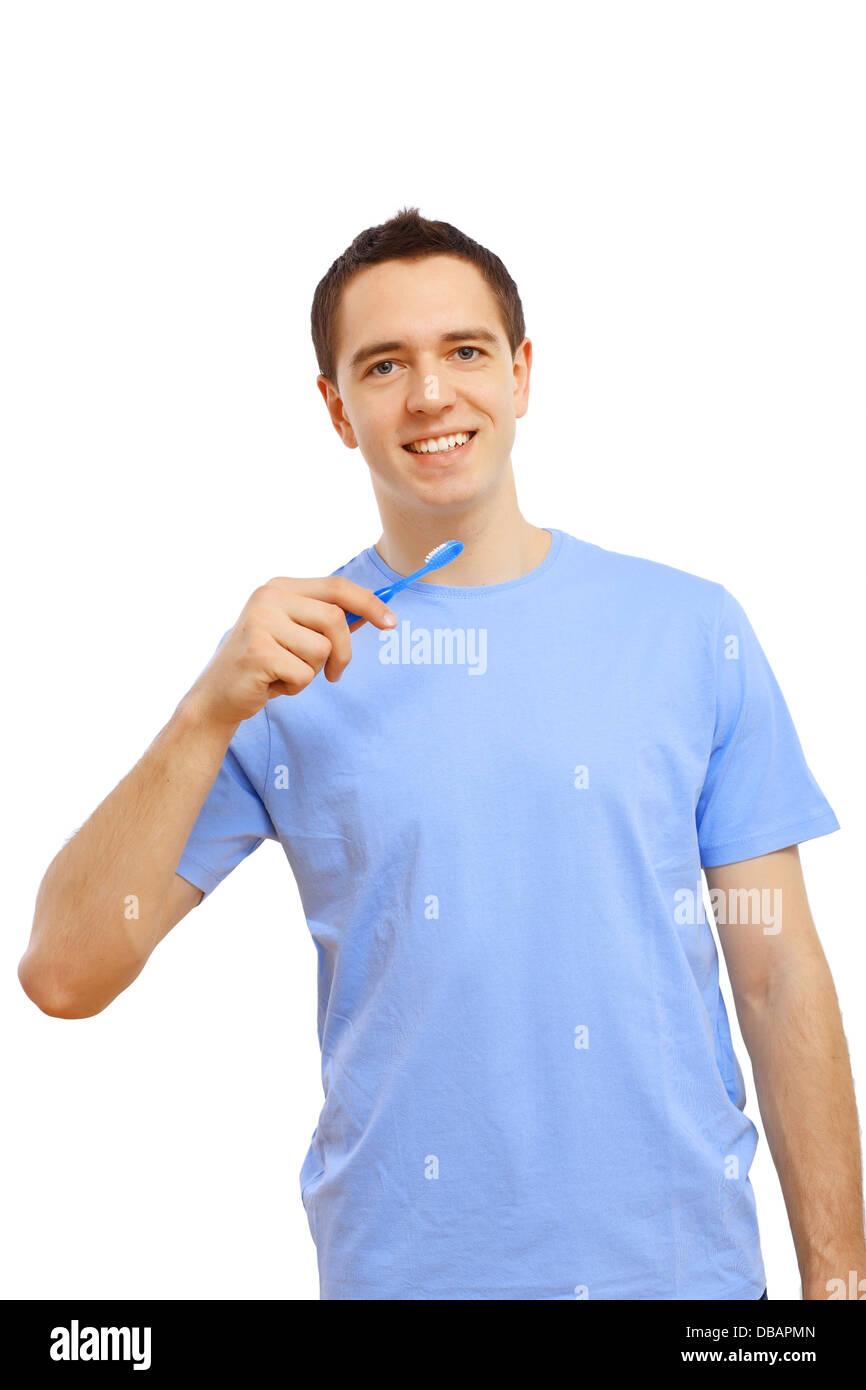 Young man with tooth brush Stock Photo - Alamy