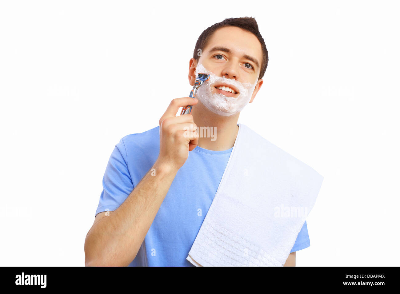 Young man shaving himself close hi-res stock photography and images - Alamy