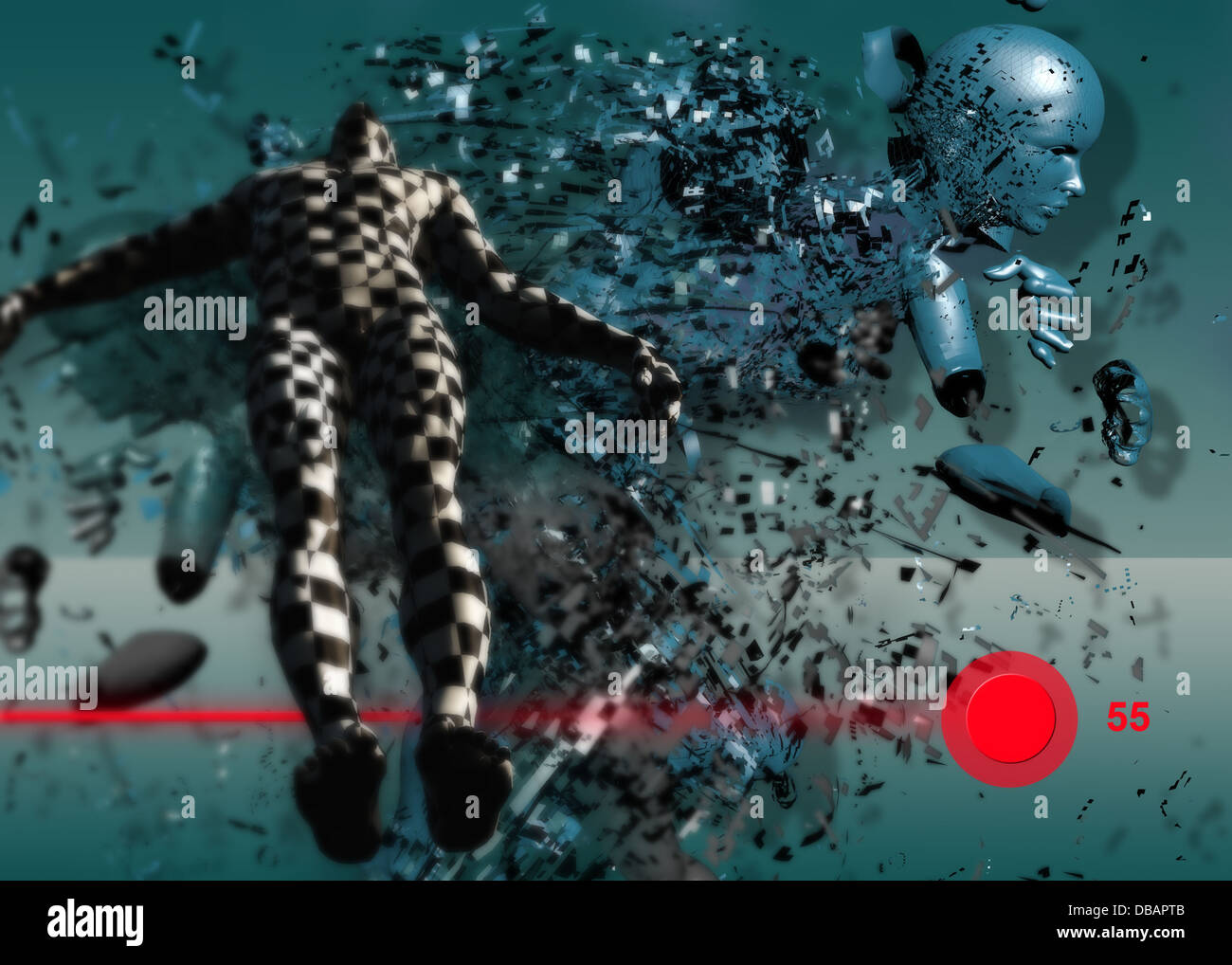 human body shatter made in 3d software Stock Photo - Alamy