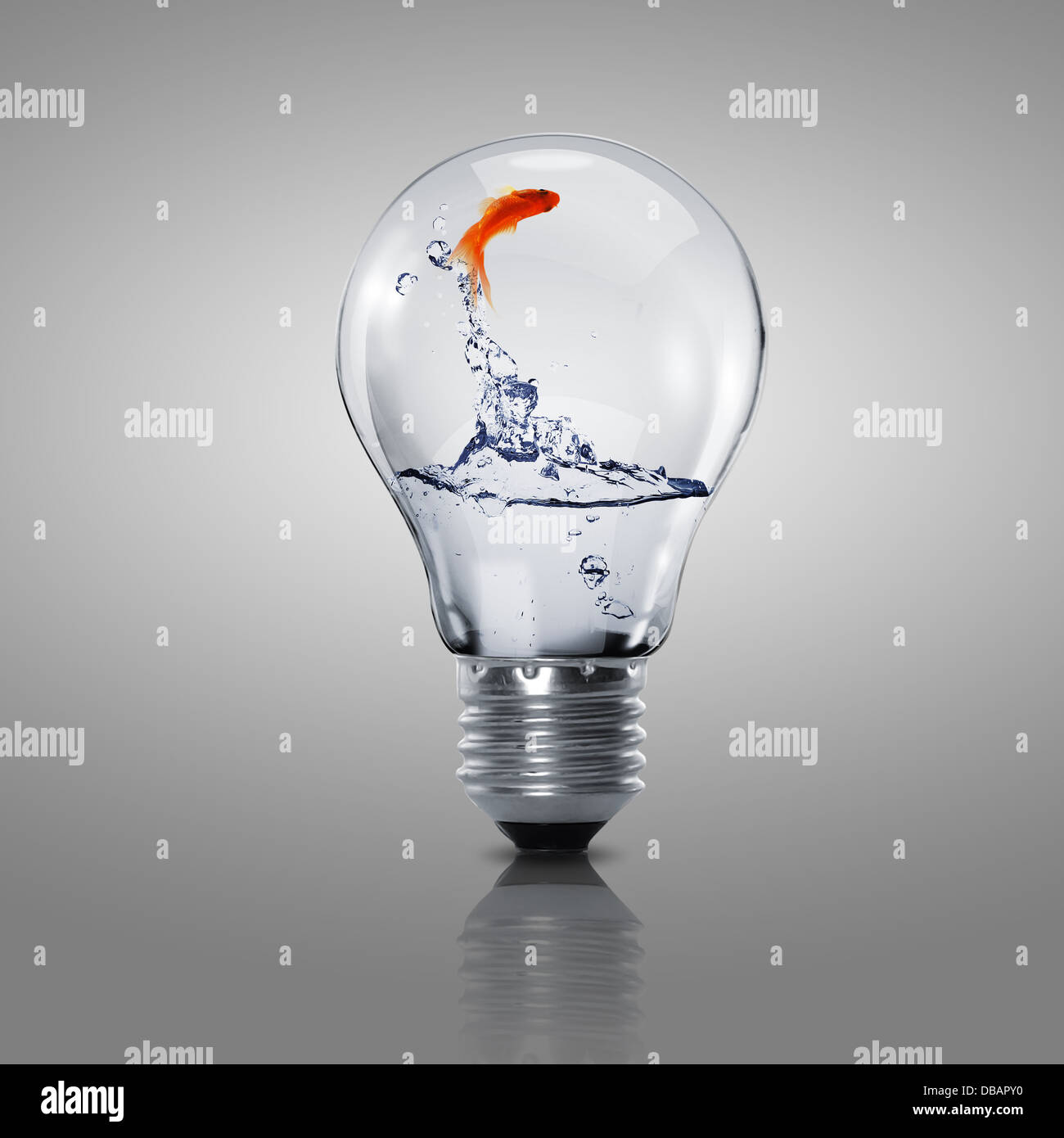Gold fish inside an electric bulb Stock Photo - Alamy