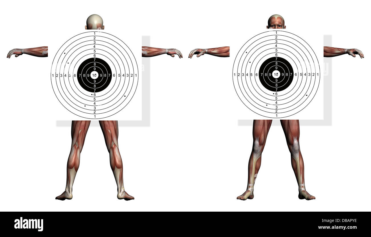 Shooting target, with holes pierced by bullets made in 2d software ...