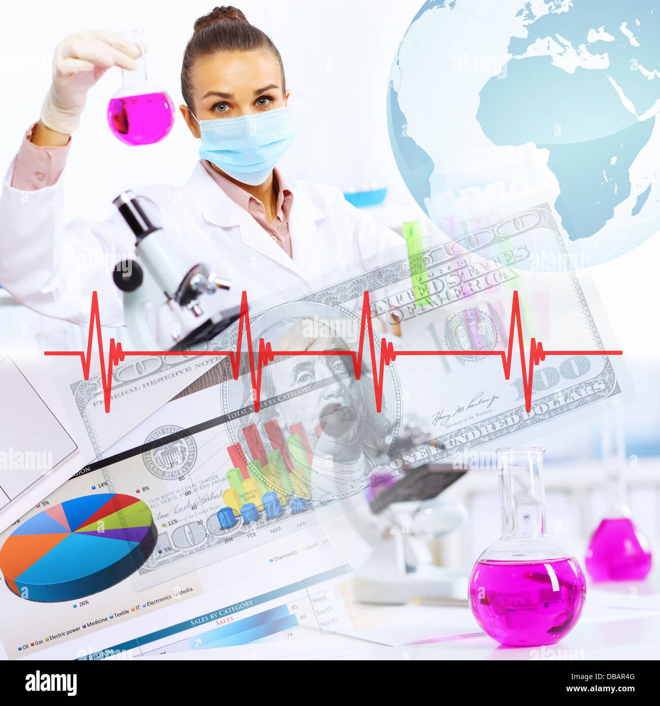 Collage with scientist in laboratory Stock Photo - Alamy