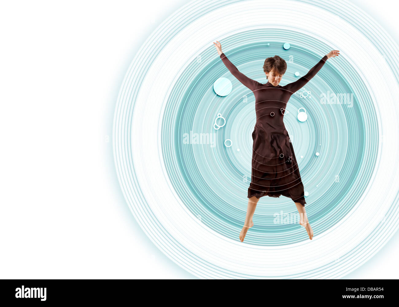 Girl in color dress dancing.Collage Stock Photo - Alamy