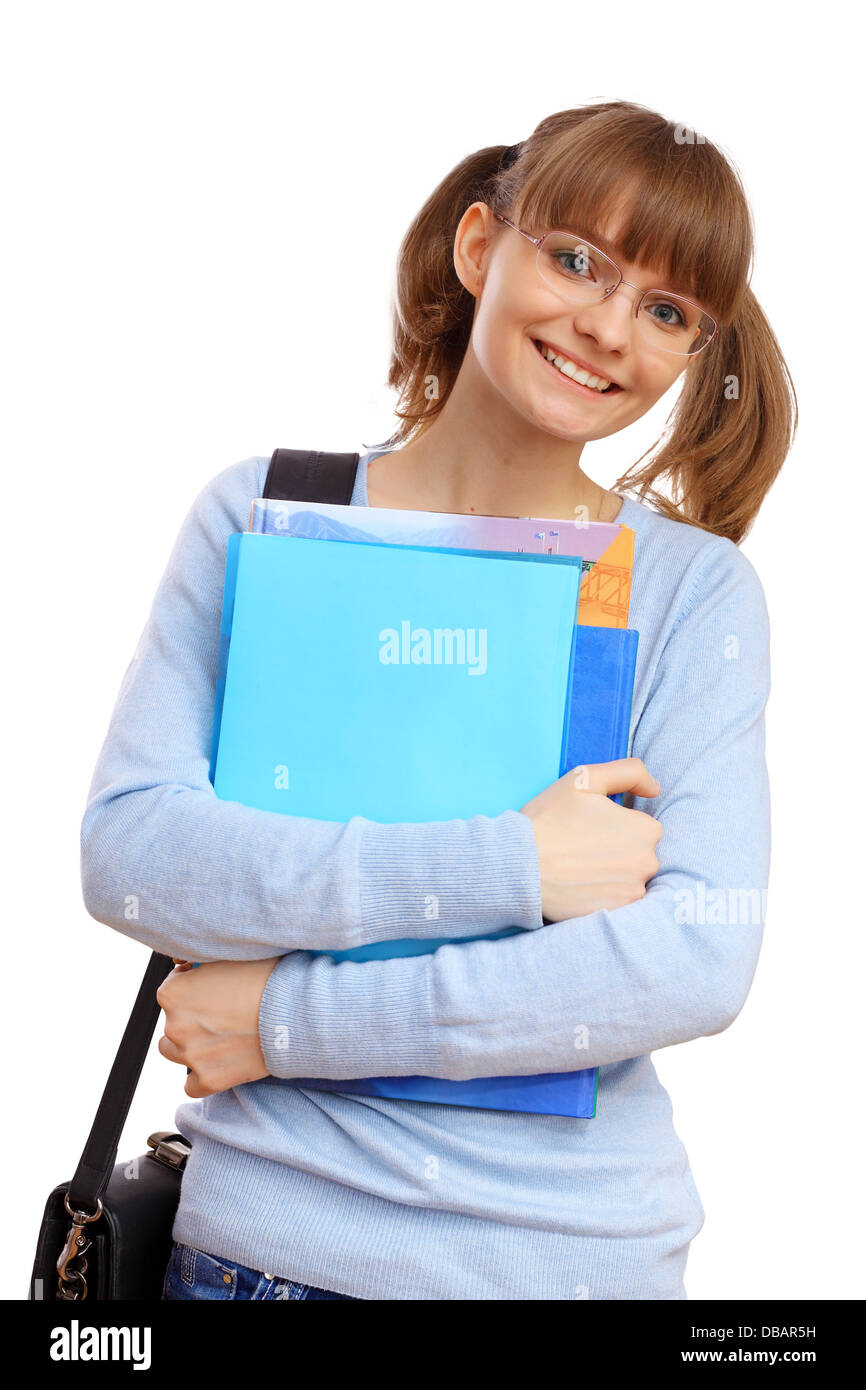 Happy student with books Stock Photo - Alamy