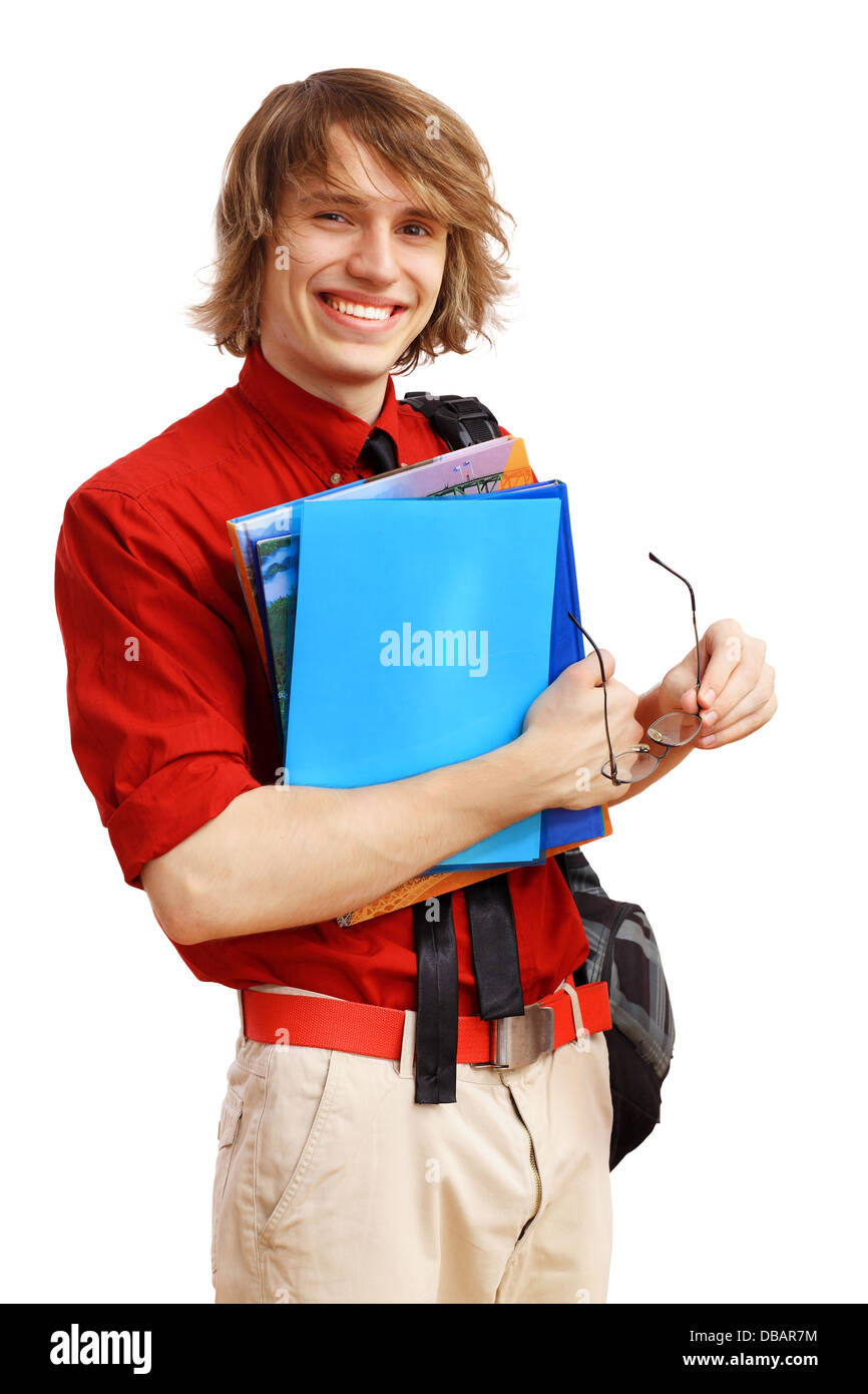 Happy student with books Stock Photo - Alamy