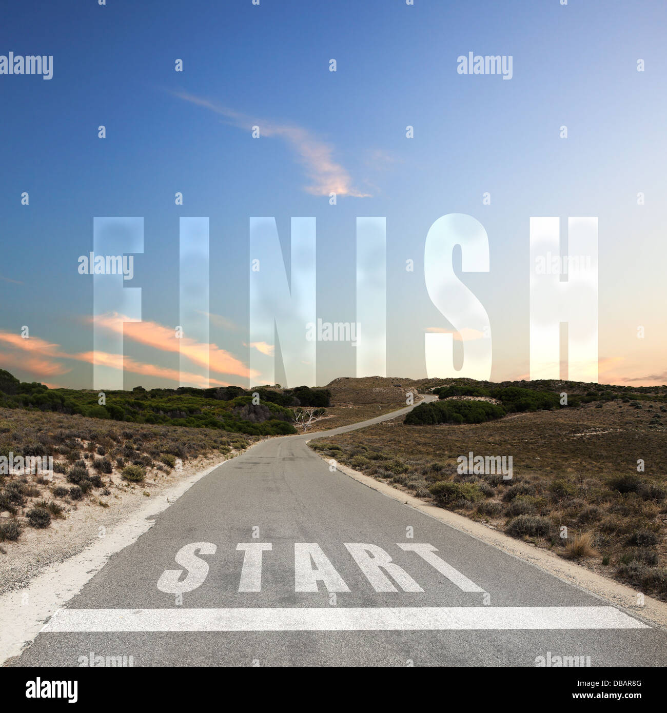 Road leading to finish Stock Photo - Alamy