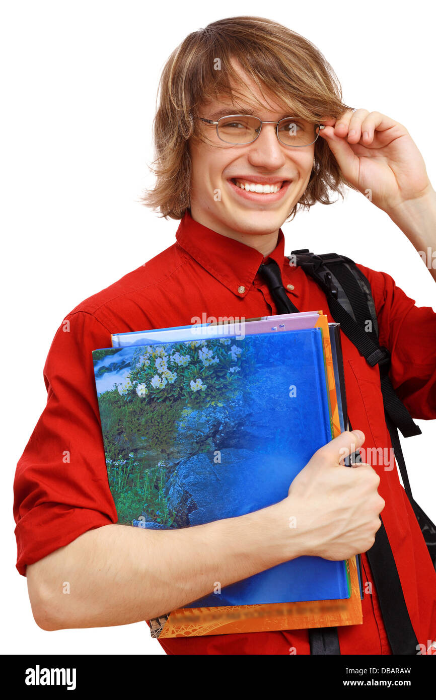 Happy student with books Stock Photo - Alamy