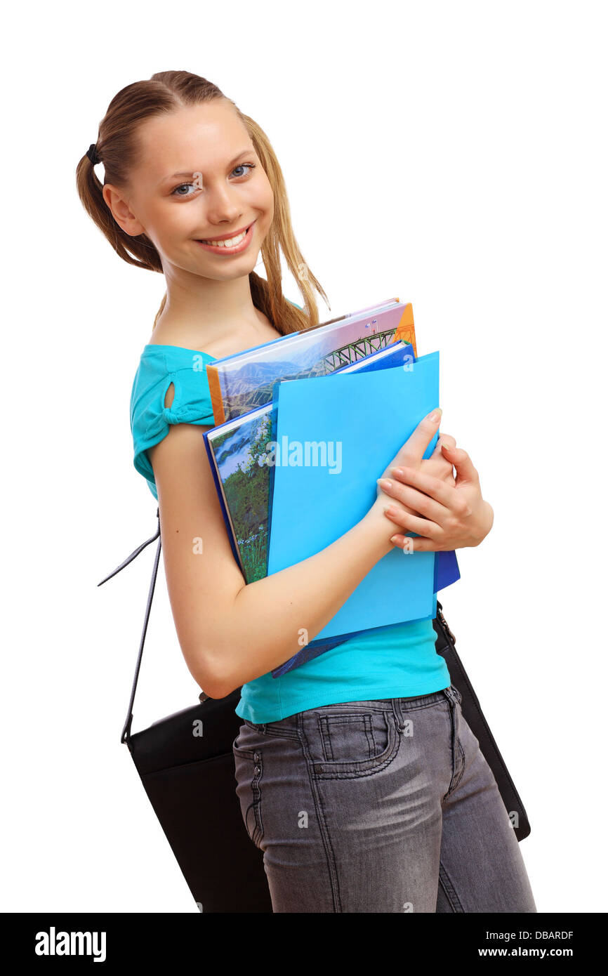 Happy student with books Stock Photo - Alamy