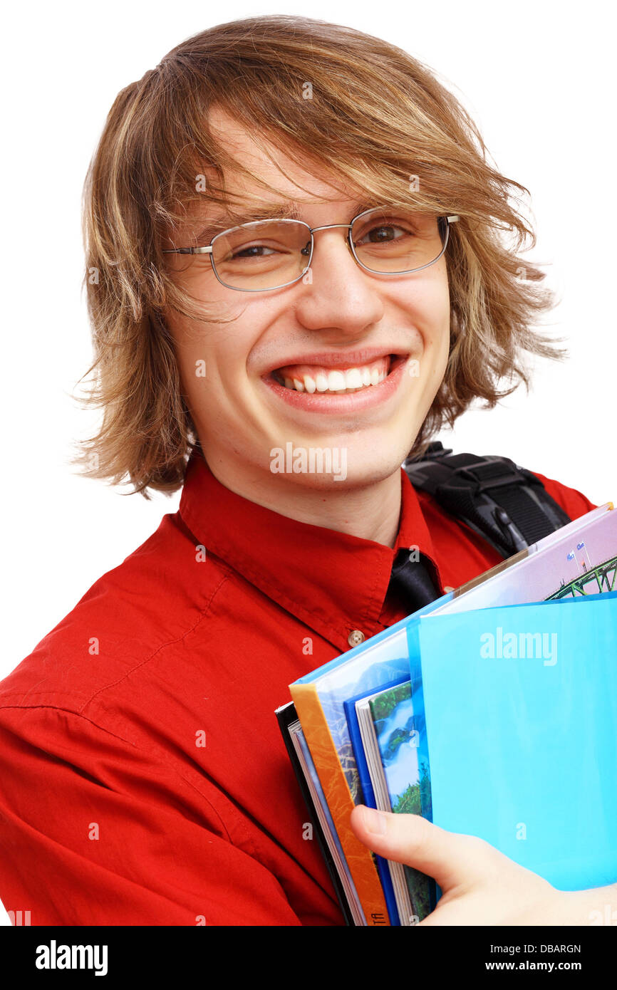 Happy student with books Stock Photo - Alamy