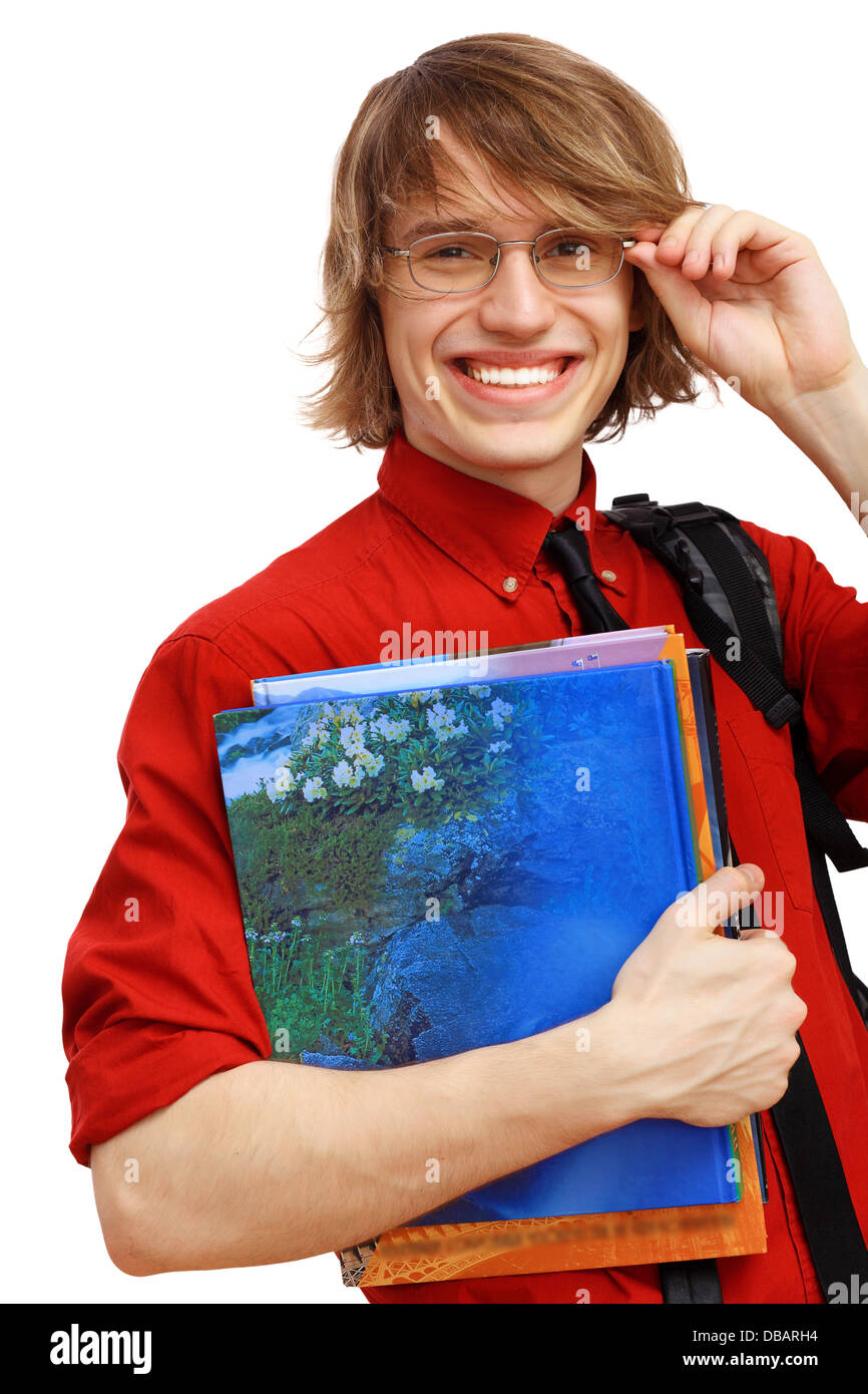 Happy student with books Stock Photo - Alamy